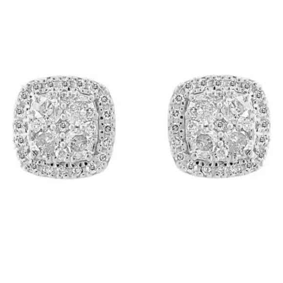 Samuel B. | Jewelry | Samuel B 4k Square Shape Diamond Halo Studs ...